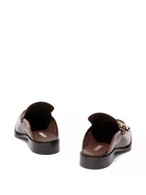Loewe Chain-embellished Leather Mule Loafers - Brown