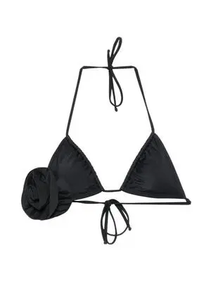 Moschino Floral-appliqué Triangle Bikini Top - Black