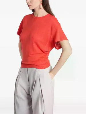 IRO PARIS Sorenza Twist-detail Linen T-shirt - Red