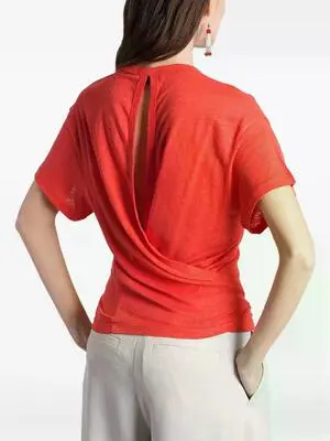 IRO PARIS Sorenza Twist-detail Linen T-shirt - Red