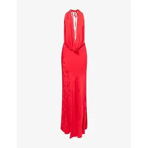 RAT AND BOA Alita Backless Satin Maxi Dress - Red