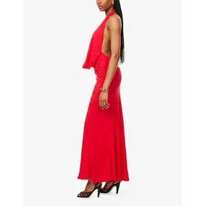 RAT AND BOA Alita Backless Satin Maxi Dress