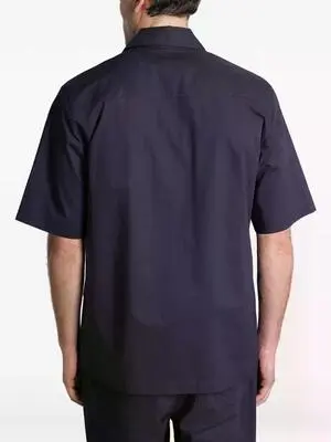 ROBERTO COLLINA Short-sleeve Chest-pocket Cotton Shirt - Blue