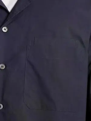 ROBERTO COLLINA Short-sleeve Chest-pocket Cotton Shirt - Blue