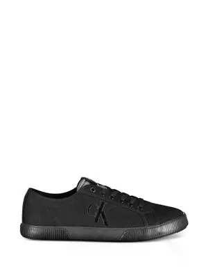 Calvin Klein Logo-patch Canvas Sneakers - Black