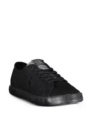 Calvin Klein Logo-patch Canvas Sneakers - Black