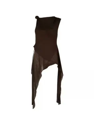 GANNI Knot-detail Marl-mesh Tank Top