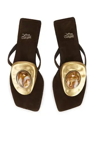 Jeffrey Campbell Bazaar Flat Sandal With Metallic Hardware - Brown