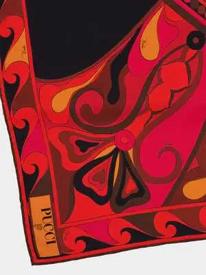 Emilio Pucci Black And Orchidee Print Triangle Scarf