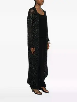 AKEP Sequin-embellished Open-knit Cardigan