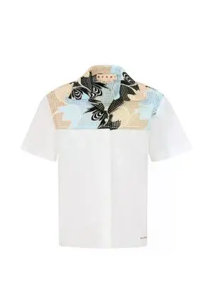 Marni Short-sleeved Organic Cotton Poplin Shirt With Broderie Anglaise Floral Detailing