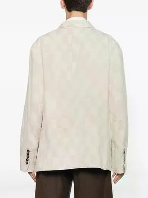 ZIGGY CHEN Checkerboard-pattern Single-breasted Blazer - Neutrals