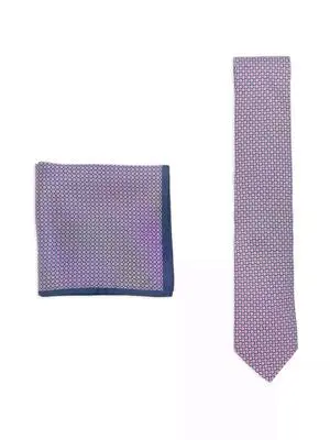 Canali Geometric Tie Set - Pink