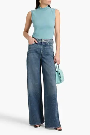 Rag & Bone Miramar Sofie Denim-effect Wide-leg Pants - Mid Denim