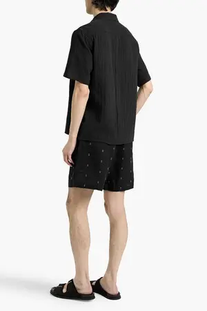 Rag & Bone Marc Embroidered Cotton And Linen-blend Drawstring Shorts