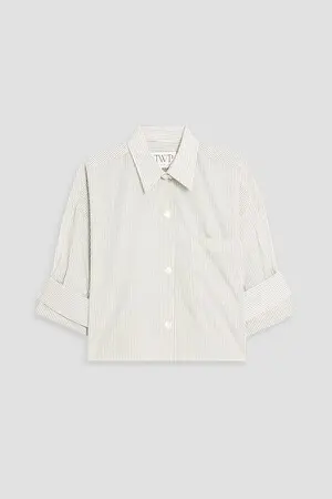 TWP Cropped Striped Cotton-poplin Shirt - Ivory