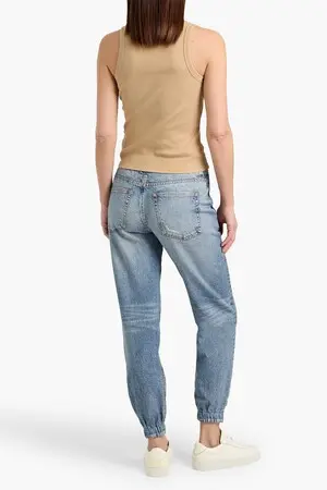 Rag & Bone Miramar Denim Effect Print French Cotton-terry Track Pants - Dark Denim