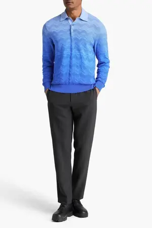 Missoni Dégradé Crochetknit Cotton Polo Shirt - Azure