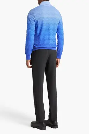 Missoni Dégradé Crochetknit Cotton Polo Shirt - Azure