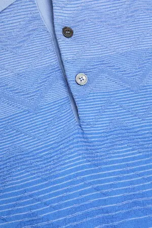 Missoni Dégradé Crochetknit Cotton Polo Shirt - Azure