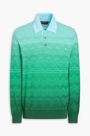 Missoni Dégradé Crochetknit Cotton Polo Shirt - Jade