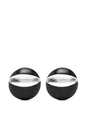 MONIES Sirone Foil-detail Circular Clip-on Earrings - Black