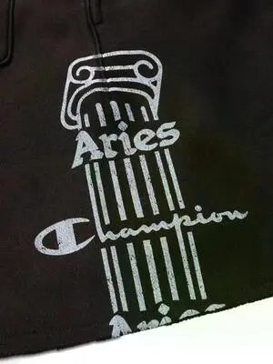 Champion X Aries Logo Print Raw Hem Shorts