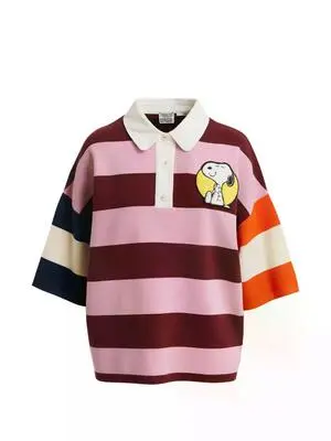 Essentiel Antwerp Striped Polo Shirt With Snoopy Applique