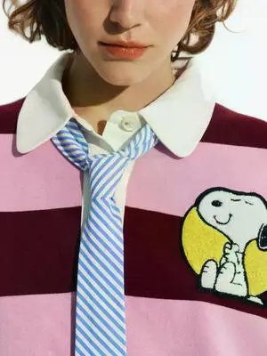 Essentiel Antwerp Striped Polo Shirt With Snoopy Applique
