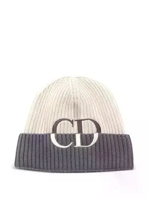 Dior 2010s Logo-detail Beanie Hat - Neutrals