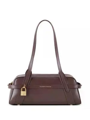 Elisabetta Franchi Small Padlock-detail Leather Shoulder Bag - Brown