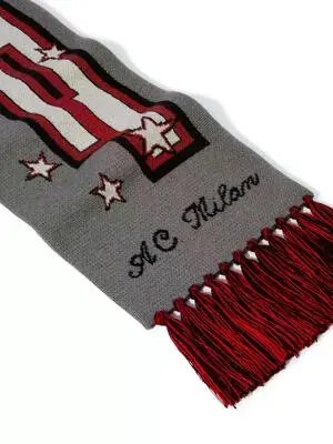 Off-White X Ac Milan Intarsia-knit Scarf