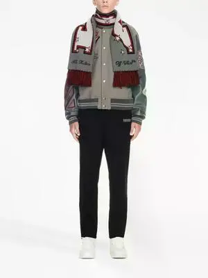 Off-White X Ac Milan Intarsia-knit Scarf