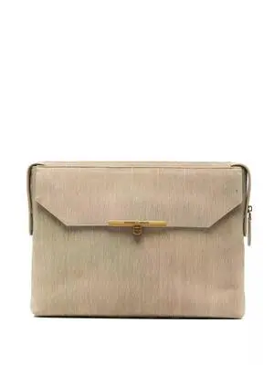 Emporio Armani Corduroy-effect Logo-plaque Clutch - Grey