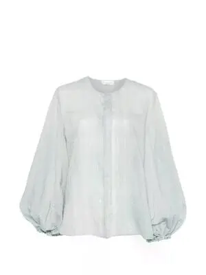 ROBERTO COLLINA Striped Balloon-sleeve Shirt - Blue