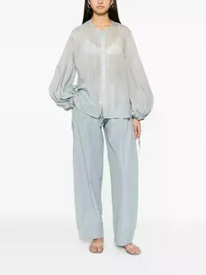 ROBERTO COLLINA Striped Balloon-sleeve Shirt - Blue