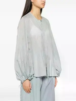 ROBERTO COLLINA Striped Balloon-sleeve Shirt - Blue