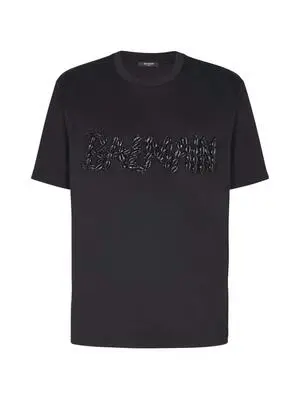 Balmain Beaded-logo T-shirt
