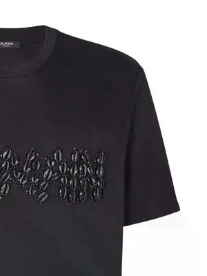 Balmain Beaded-logo T-shirt