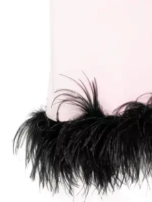 Prada Feather-trim Belted Midi Dress