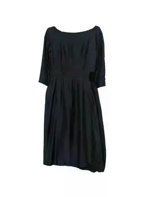 Prada Pleated Floral-appliqué Dress