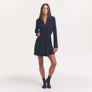 SKIMS Sleep Short Robe | Blue - Navy