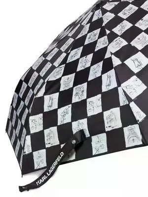 Karl Lagerfeld K/ballet Checkered Sketch-print Umbrella