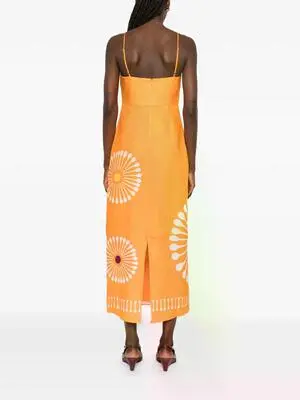 CALA DE LA CRUZ Paloma Graphic-print Midi Dress - Orange