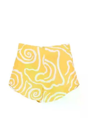 CALA DE LA CRUZ Abstract-print High-waisted Shorts - Yellow