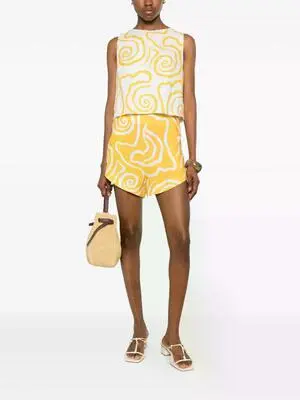 CALA DE LA CRUZ Abstract-print High-waisted Shorts - Yellow