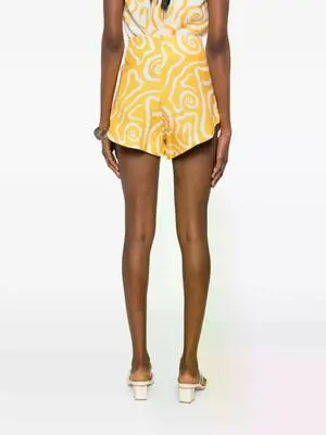 CALA DE LA CRUZ Abstract-print High-waisted Shorts - Yellow