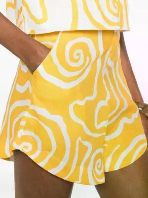 CALA DE LA CRUZ Abstract-print High-waisted Shorts - Yellow
