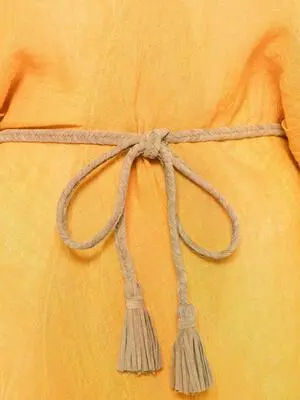 120% Lino Tassel-detail Belted Maxi Dress - Orange
