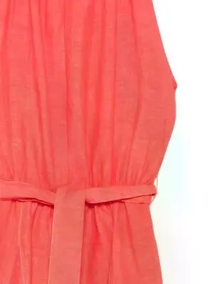 120% Lino Belted Bow-detail Midi Dress
